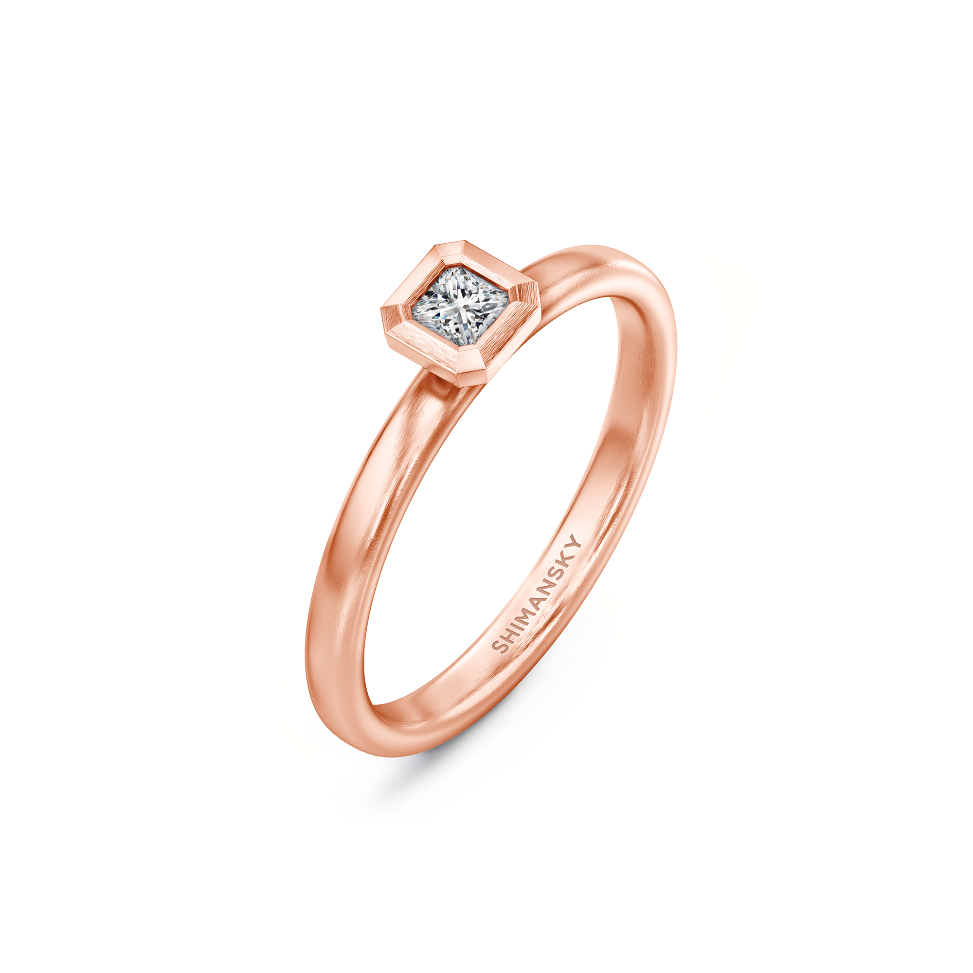 My Girl Diamond Tube Set Ring - 0.2ct - 18K Rose Gold | Shimansky