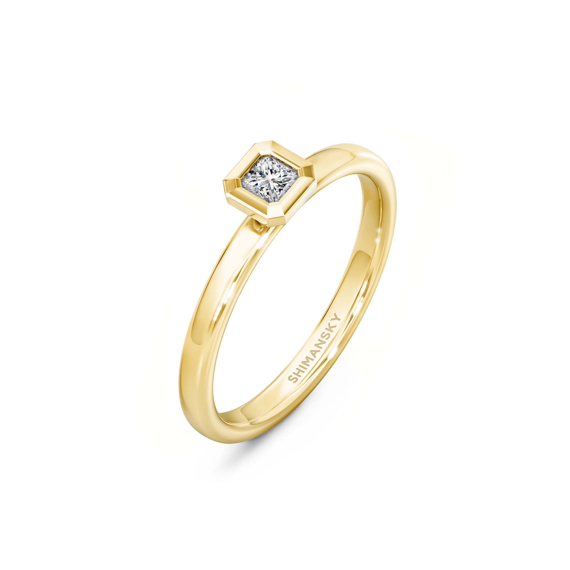 My Girl Diamond Tube Set Ring - 0.1ct - 18K Yellow Gold | Shimansky