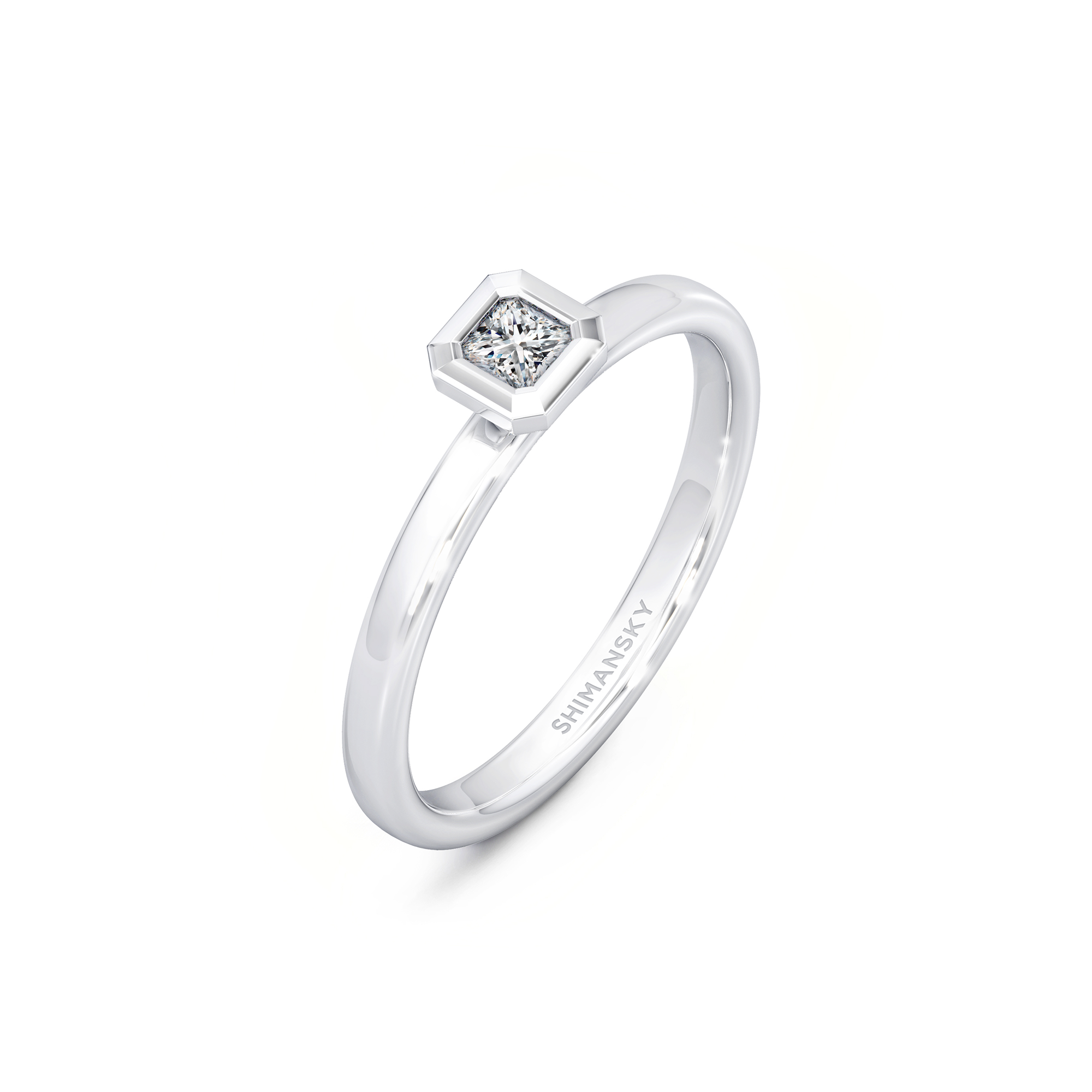 My Girl Diamond Tube Set Ring - 0.1ct - 14K White Gold | Shimansky