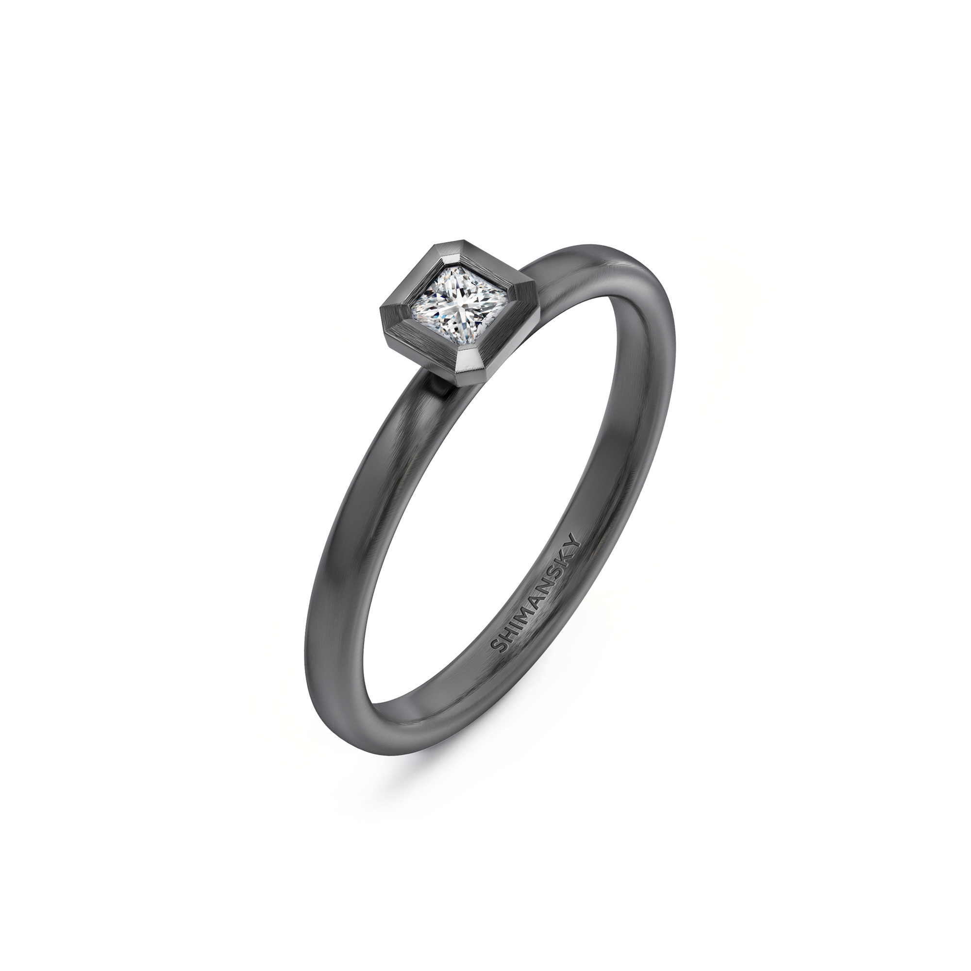My Girl Diamond Tube Set Ring - 0.1ct - Black Rhodium | Shimansky