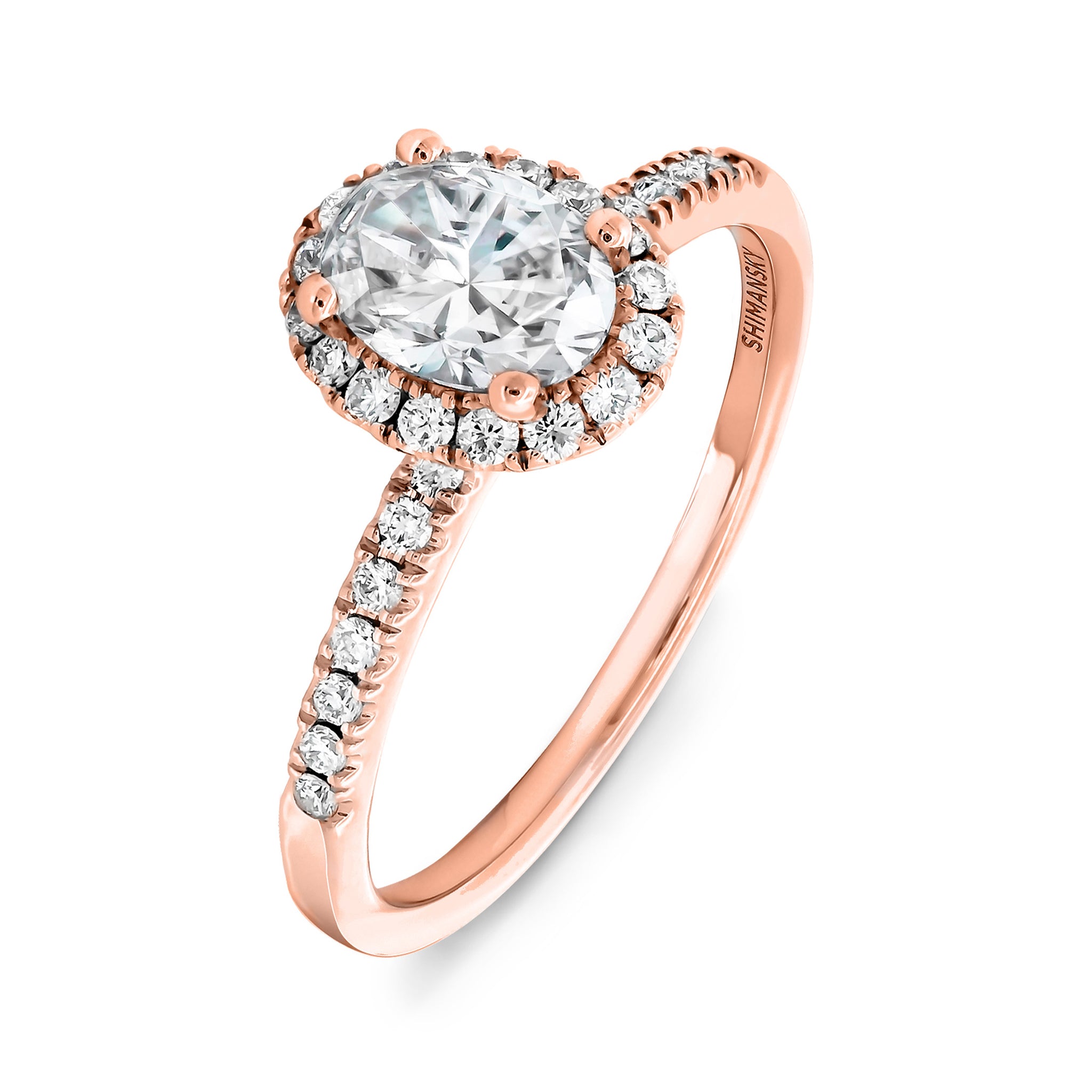 Diamond Halo Engagement Ring - 0.7 TCW - 14K Rose Gold | Shimansky